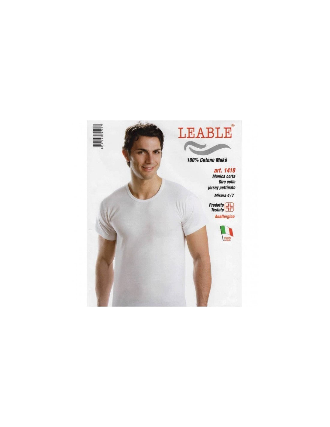 Leable - Maglia Girocollo Uomo Mezza Manica Cotone Makò Rasato